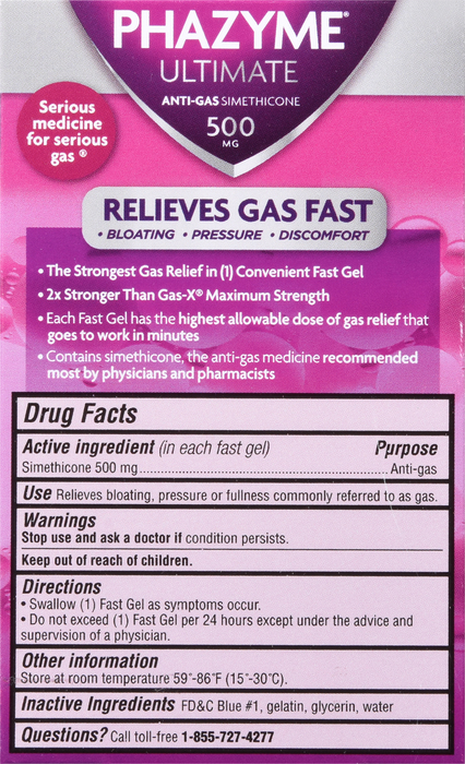Phazyme Ultimate Anti Gas Simethicone Geltab 500mg 20ct By Medtech
