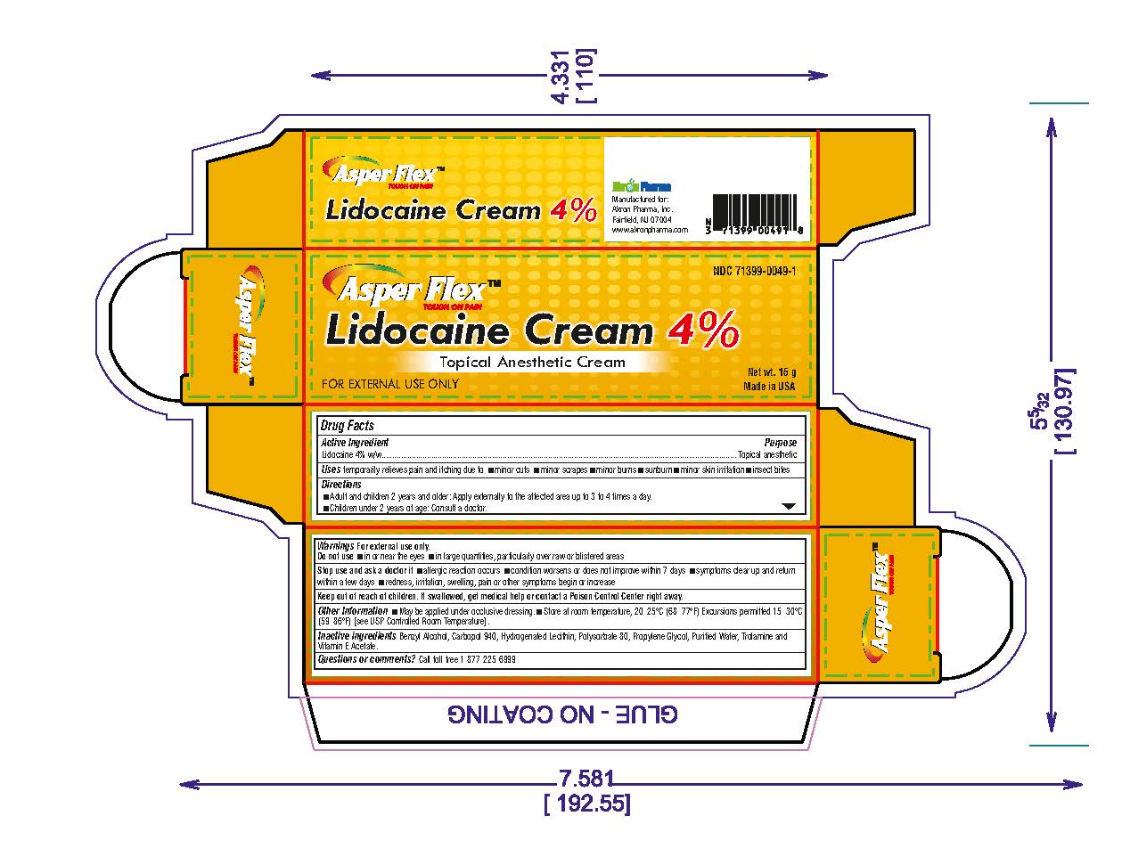 Asperflex Lidocaine Topical Cream 15gm by Akorn Pharma USA