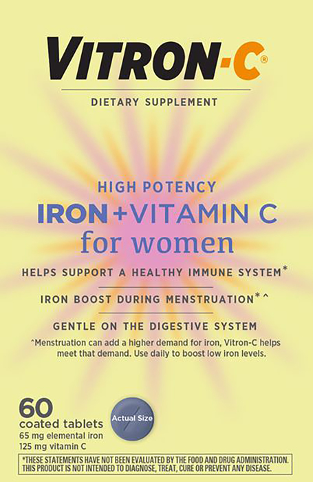 Pack of 12 - Vitron-C Iron+Vitamin C for Women Tablets 60ct By Medtech
