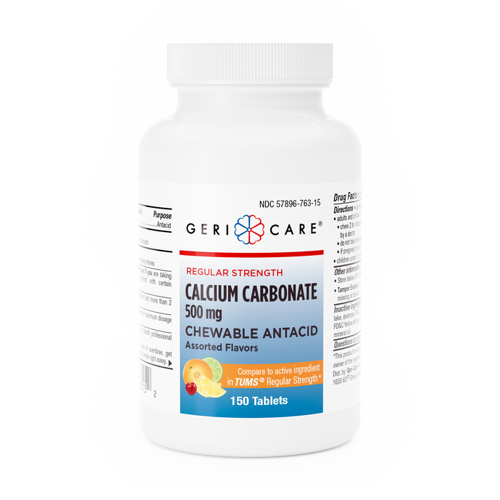 Calcium Carbonate Antacid 500 Mg Chewable 150 Geri By Geri-Care Pharm