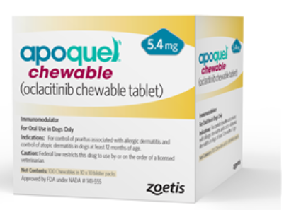 Apoquel Chewable Tablet 5.4mg 100 count Blister Pack Carton By Zoetis