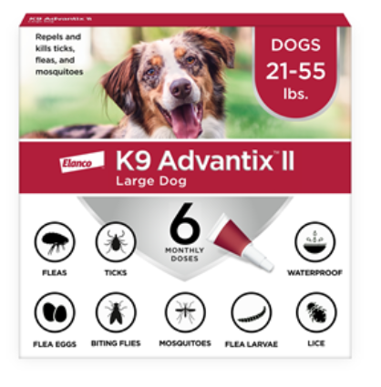 K9 Advantix II for Large Dogs 21 to 55 Pounds, Red Label (6 Dose x 6 ...