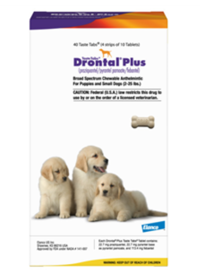 Drontal Plus Taste Tabs for Puppies and Small Dogs 2 to 25 Pounds, 40 ...