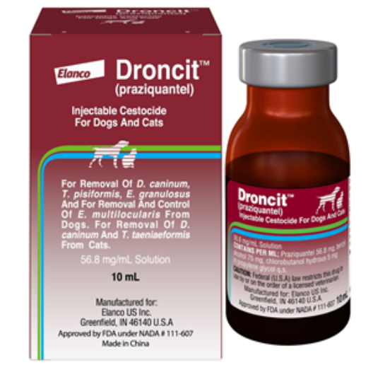 Droncit Injectable Cestocide for Dogs and Cats 56.8 mg/mL, 10mL By ...