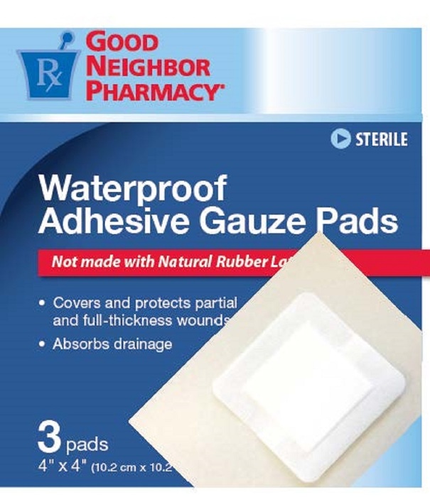 Good Neighbor Pharmacy Adhesive Gauze Pad Waterproof 4"x4" 3ct