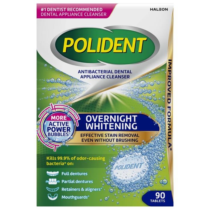 CASE OF 12 POLIDENT OVERNIGHT WHITENING TAB 90CT By Glaxo Smith Kline