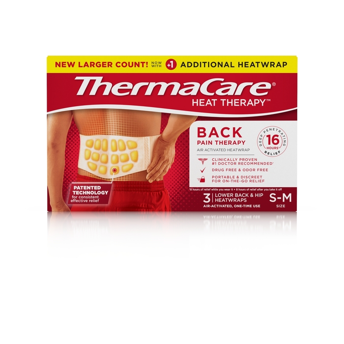 Case of 12-ThermaCare Back Pain Therapy Heatwraps S-M 3 EA