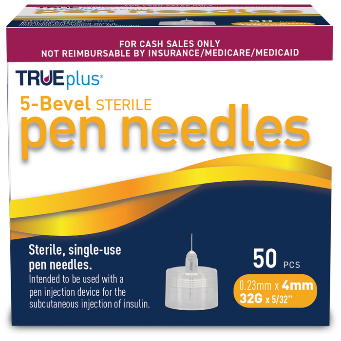 Trueplus 5 Bevel Pen Needle 32G 4Mm 50Ct By TRIVIDIA HEALTH-OTC