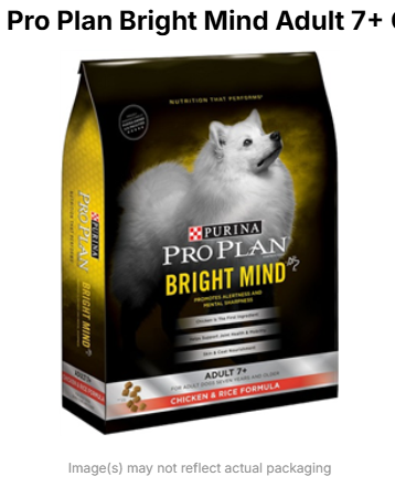Pro Plan Bright Mind Adult 7+ Chicken and Rice Formula for Dogs, 5lb
