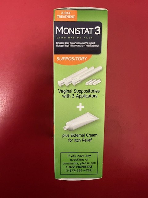 Case of 12-Monistat 3 Miconazole Disp Combo Pack (3 Supp+One Cream) One Box