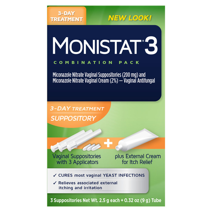 Case of 12-Monistat 3 Miconazole Disp Combo Pack (3 Supp+One Cream) One Box