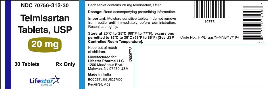 Rx Item-Telmisartan 20Mg 30 Tab By Lifestar Pharma USA Gen Micardis