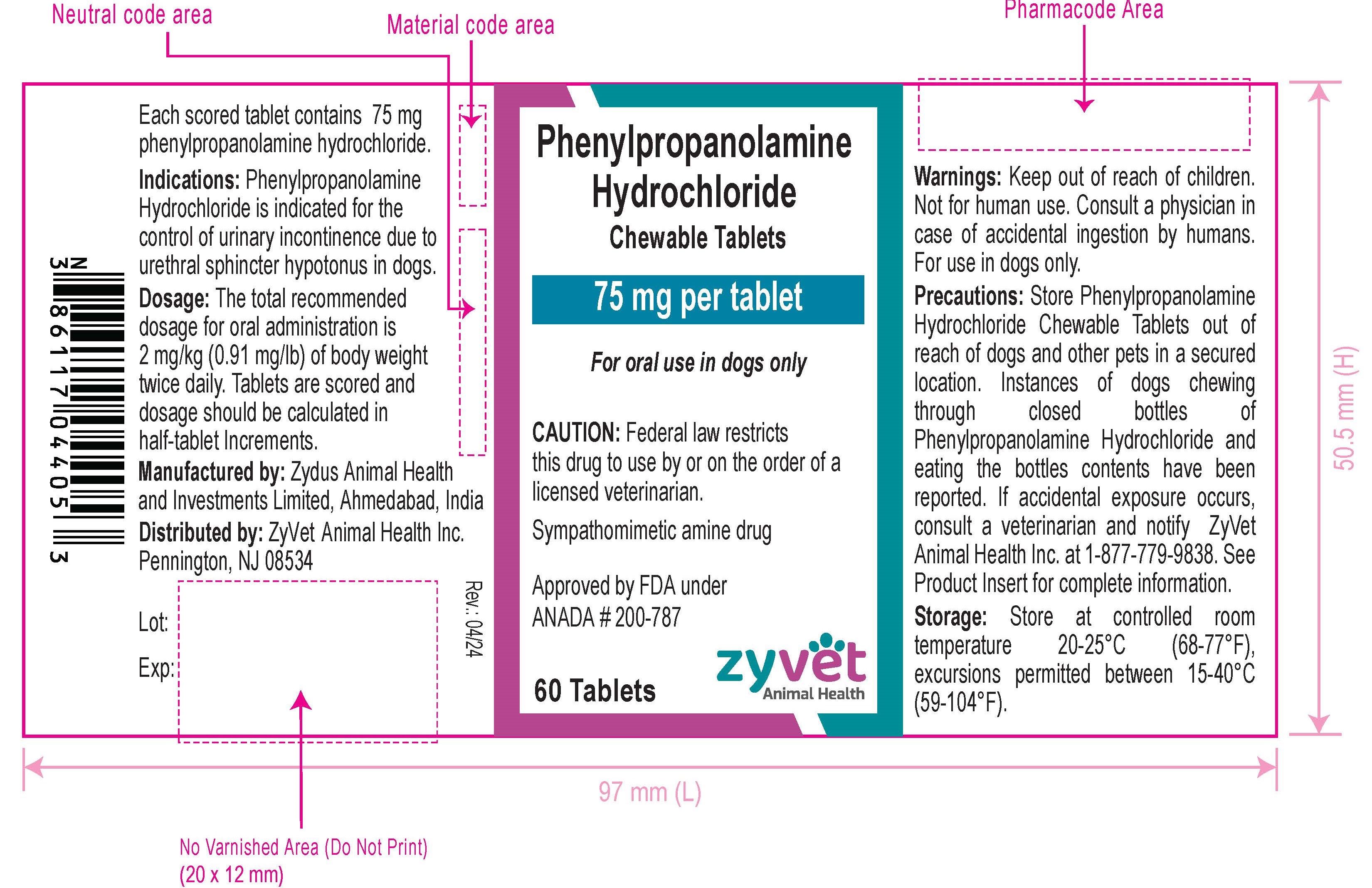RX ITEM-Phenylpropanolamine Hydrochloride Chewable Tablets 75mg, 60 Count