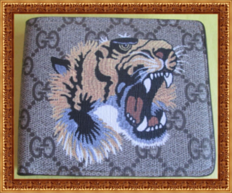 Brown Leather Bifold Classy Luxury Tiger Design Wallet For Men