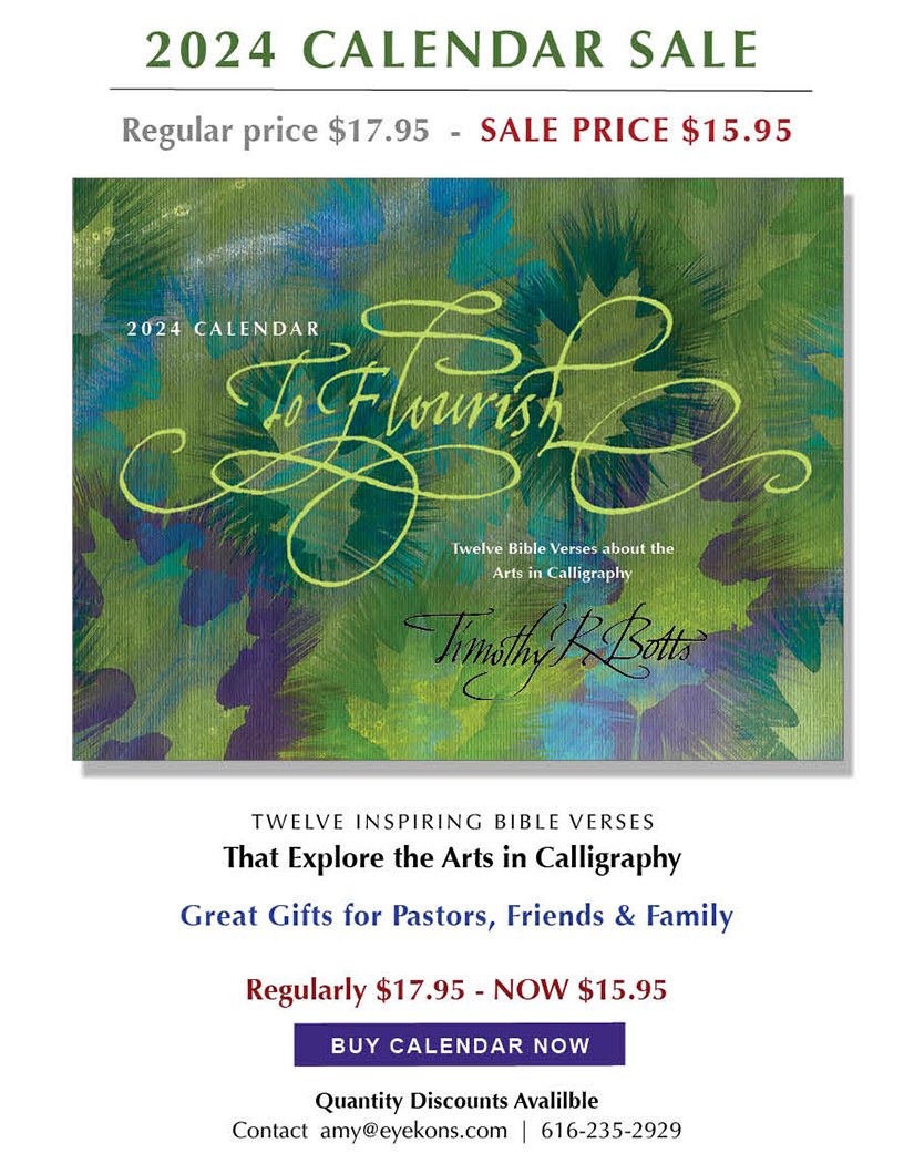 Note Cards featuring the Calligraphy of Tim Botts