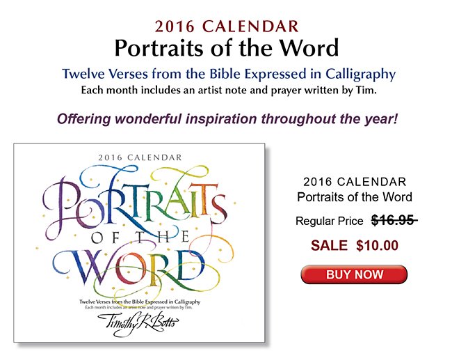 2016 Wall Calendar - Tim Botts Biblical Calligraphy – Portraits of the Word