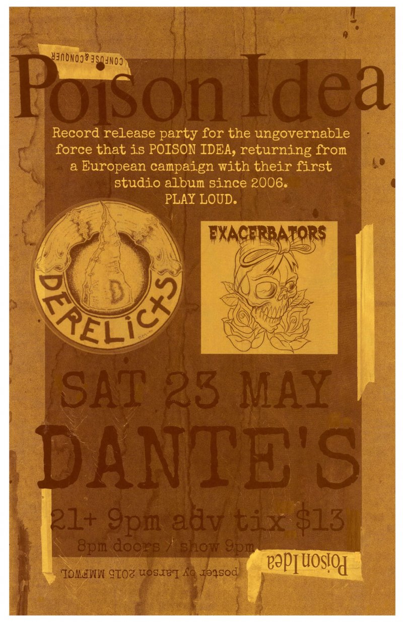 POISON IDEA 2015 Gig POSTER Portland Oregon Concert