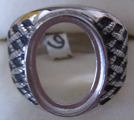 Sterling Silver Men's Ring Finding Rope Design 16 x 12 Stone SS9