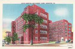 State Hospital and Nurses' Home, Scranton, Pennsylvania. Linen Postcard