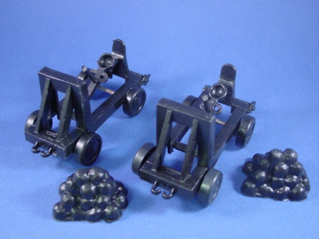 Marx Fighting Knights Playset Catapult Set with Rock Piles Cast in Black