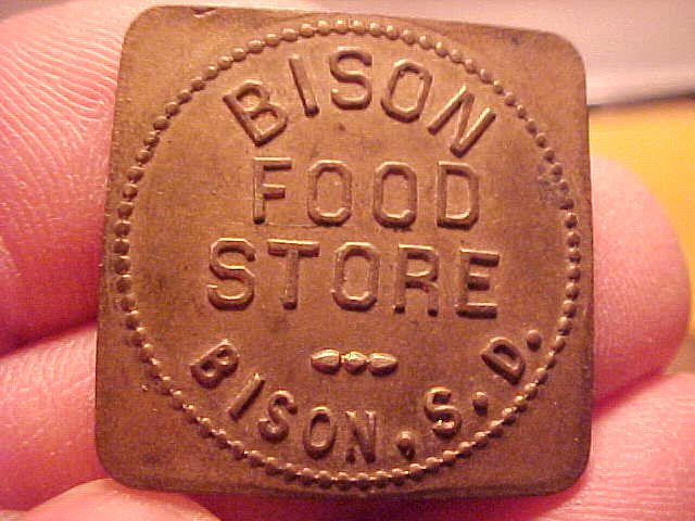 Bison, South Dakota BISON FOOD STORE Brass 50c Token