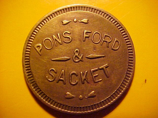 (Bozeman, Montana) PONS FORD & SACKET I CIGAR TOKEN - Unlisted Variety