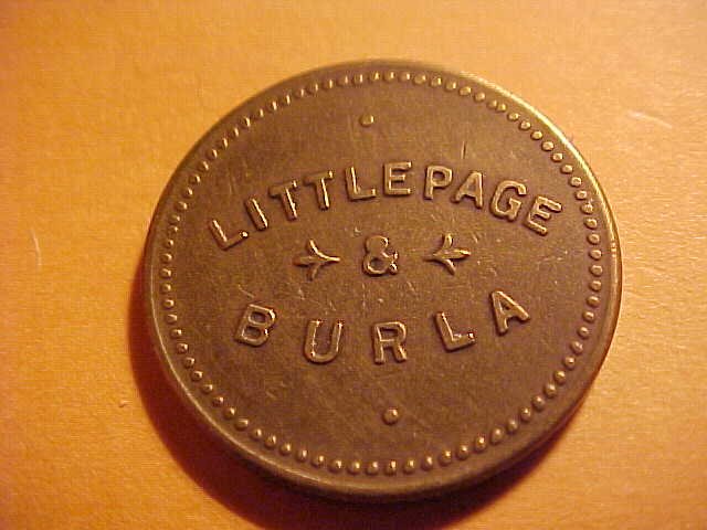 (Laurel, Montana) LITTLEPAGE & BURLA (Saloon) 12 1/2c Token