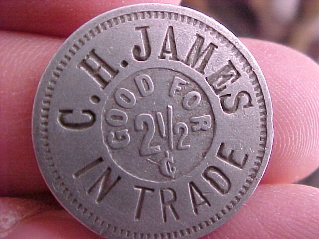 (Butte, Monana) C. H. JAMES 2 1/2c INCUSED Token