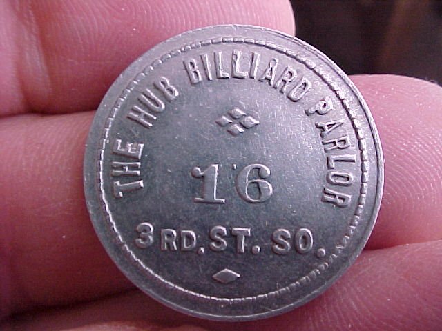 (Great Falls, Montana) THE HUB BILLIARD PARLOR 16 3RD ST. SO. 12 1/2c Token