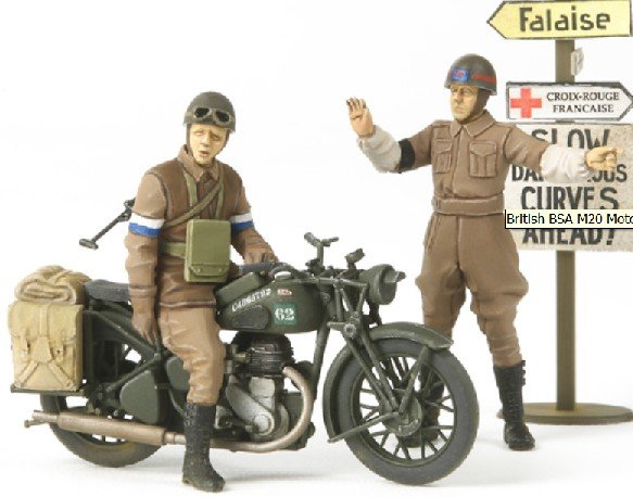 Tamiya 1/35 British BSA M20 Motorcycle w/Rider & MP Plastic Model Kit 35316
